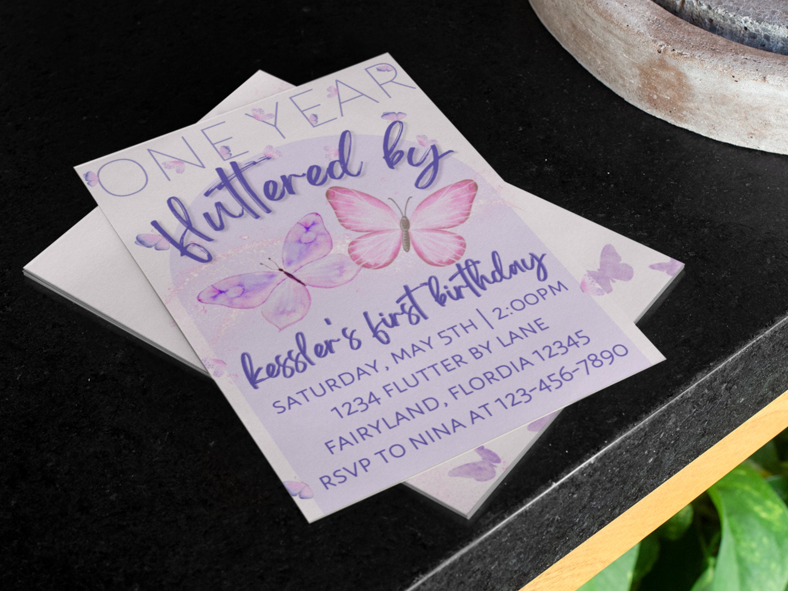 One Year Fluttered by Birthday Invitation Butterfly First - Etsy