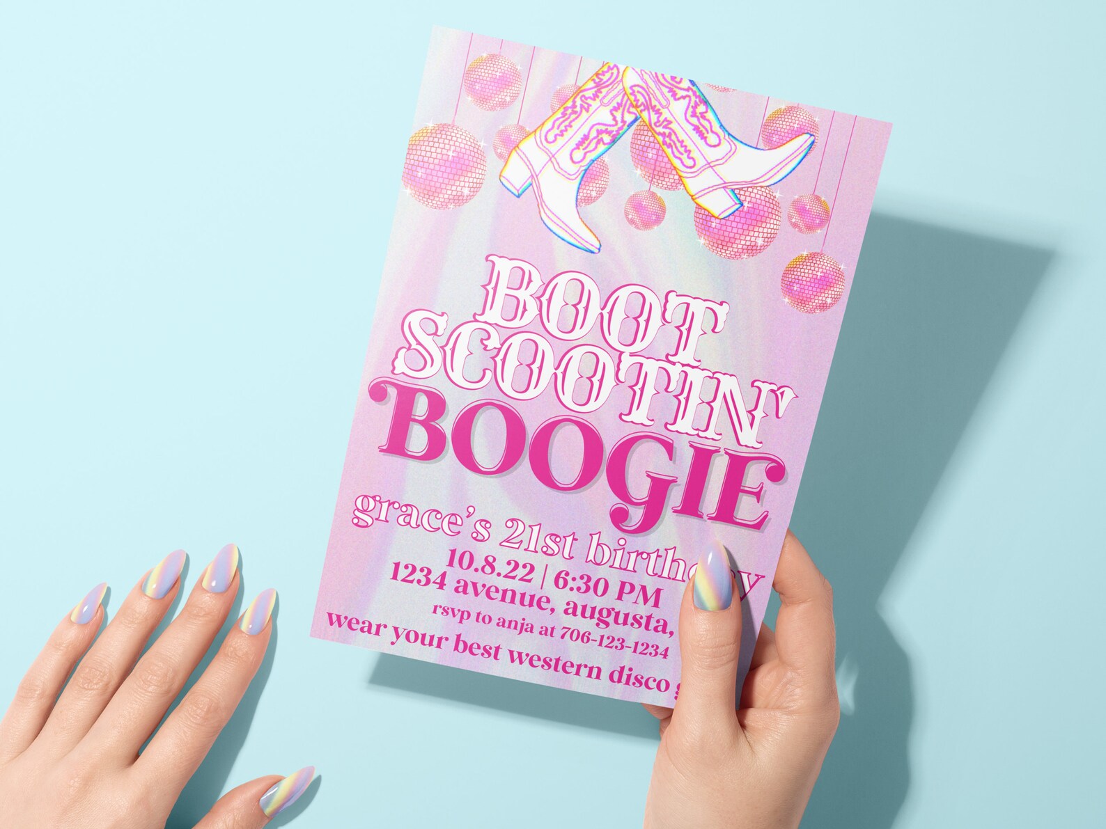 Boot Scootin Birthday Party Invitation, Disco Cowgirl Birthday, Cowgirl ...
