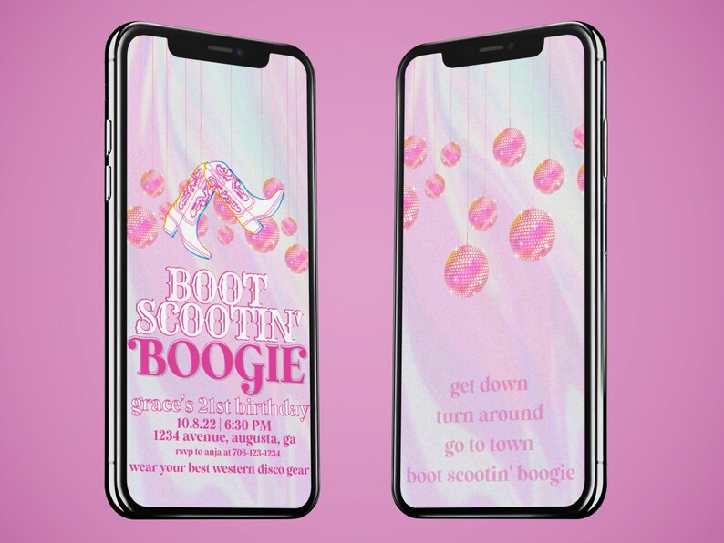 Boot Scootin Digital Invite, Disco Cowgirl Digital Invite, Cowgirl ...