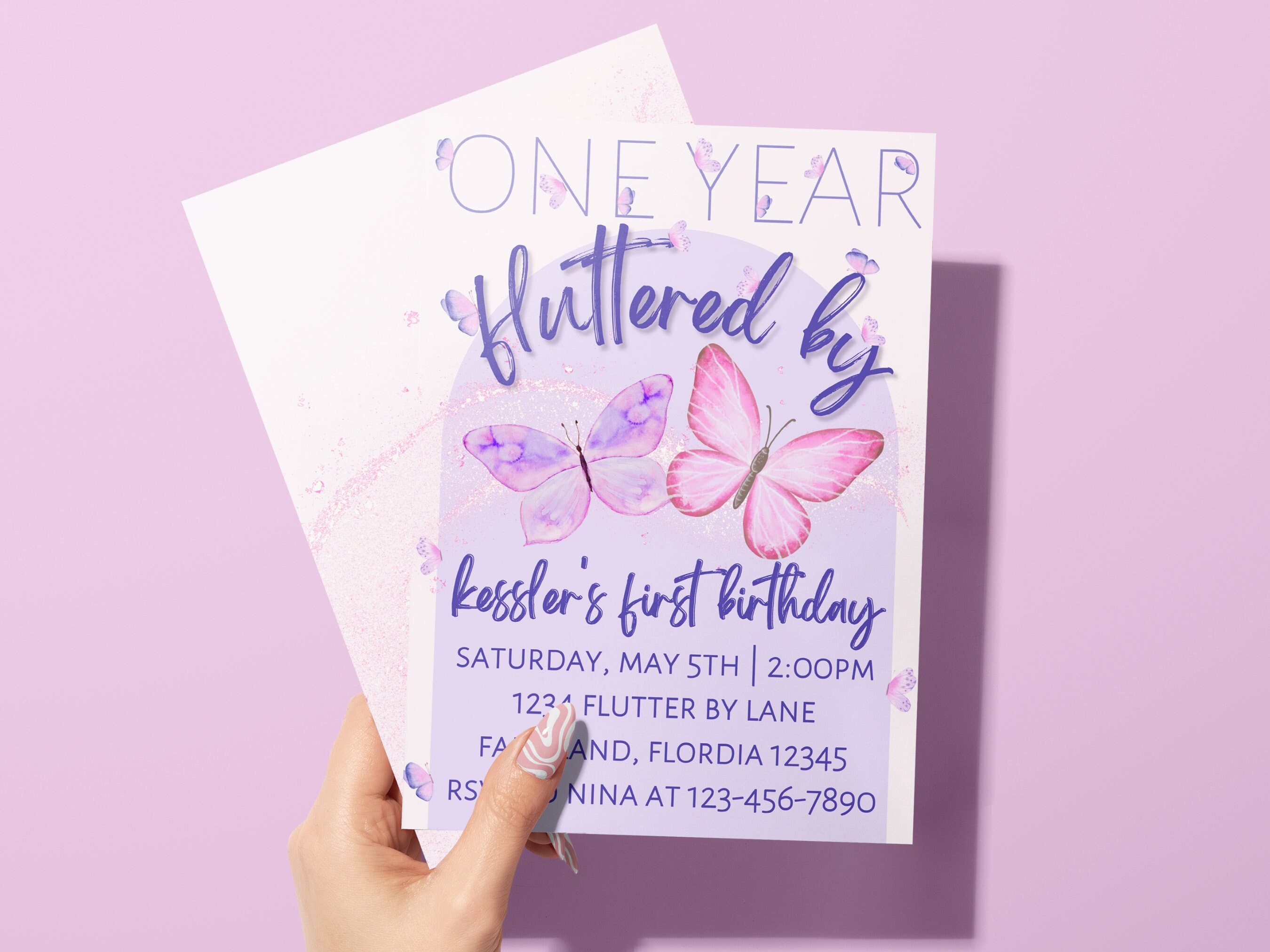 One Year Fluttered by Birthday Invitation, Butterfly First Birthday ...