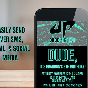 Dude Perfect E-invitation, Dude Perfect Birthday, Dude Perfect Party ...
