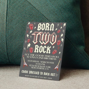 Born Two Rock Birthday, Born 2 Rock Invitation, Rock and Roll 2nd ...