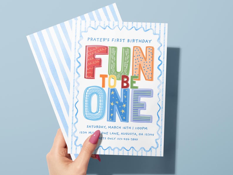 One is Fun Birthday Invitation | Fun to Be One Invite | Digital ...