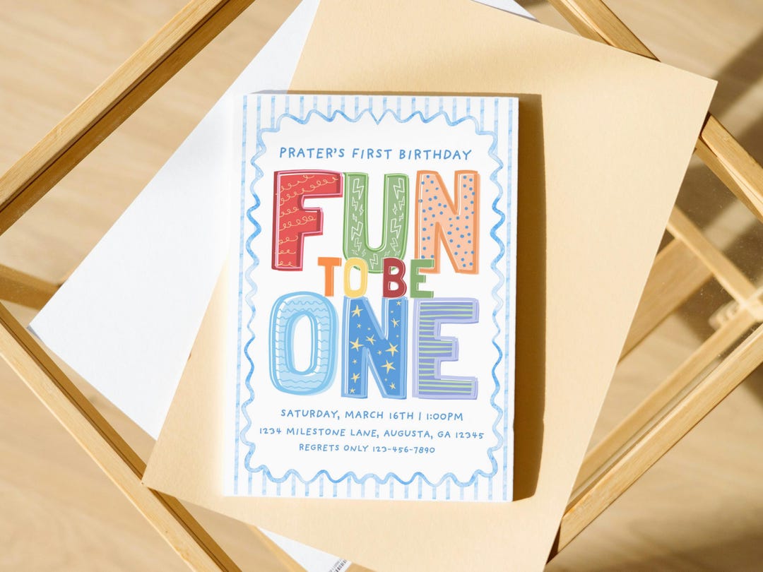 One is Fun Birthday Invitation | Fun to Be One Invite | Digital ...