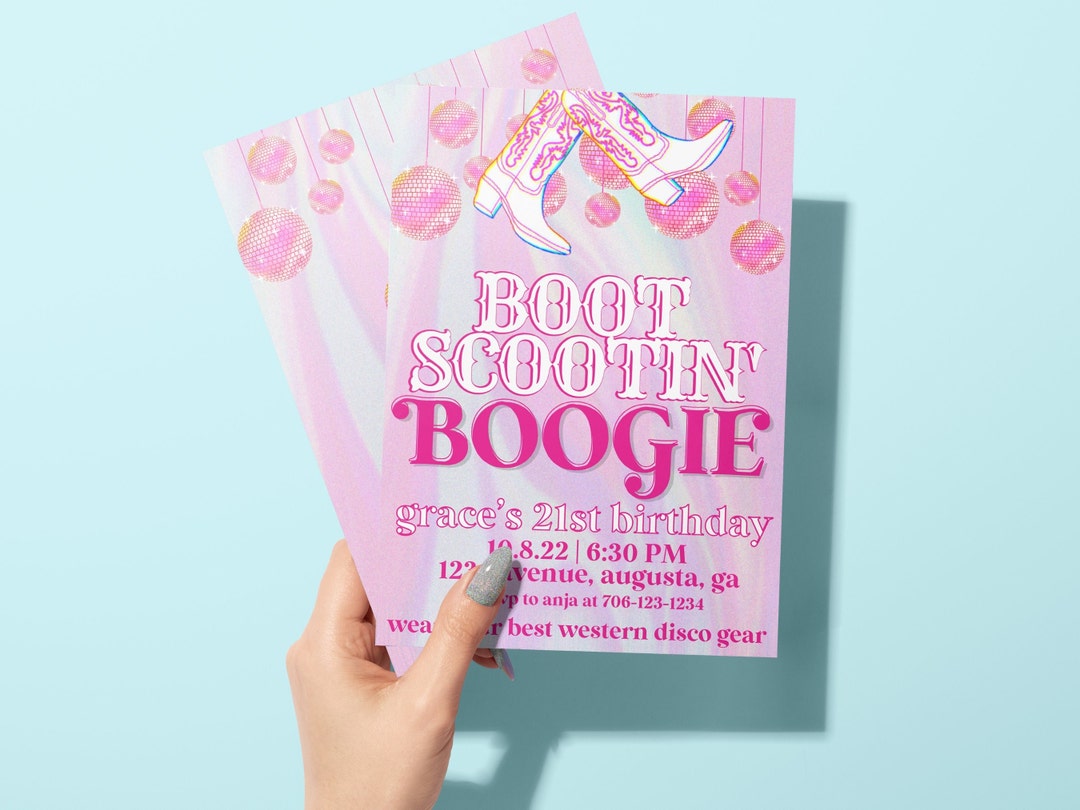 Boot Scootin Birthday Party Invitation, Disco Cowgirl Birthday, Cowgirl ...