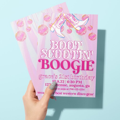 Boot Scootin Birthday Party Invitation Disco Cowgirl - Etsy