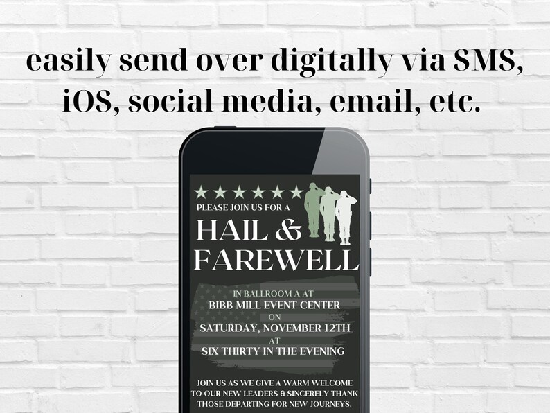 Military Hail and Farewell Invitation, Military Farewell Invite, Hail ...