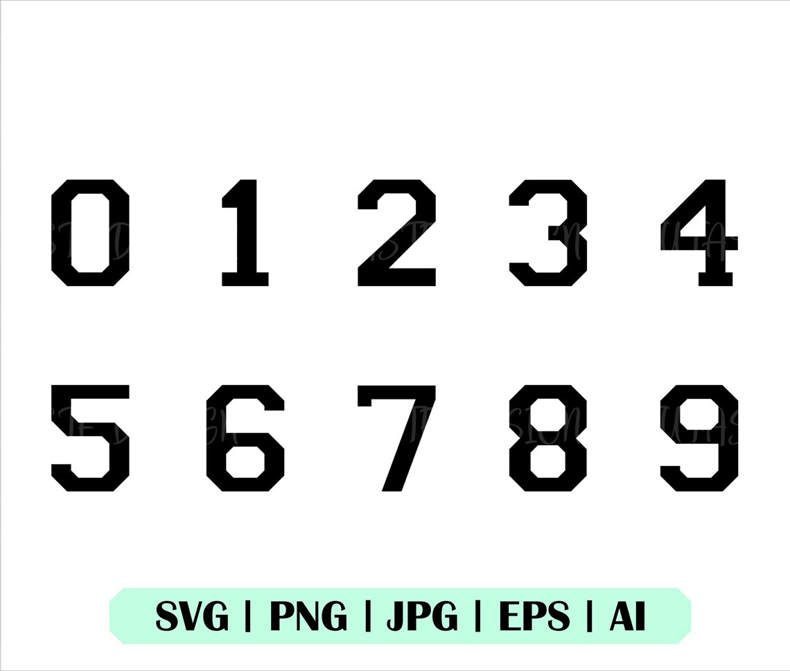 Jersey Number Svg, Sport Numbers Svg, Numbers Clipart, Silhouette ...