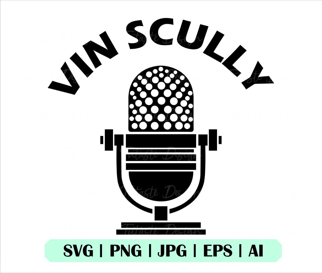 Vin Scully Mic Svg, Vin Scully Svg, Vin Scully Microphone Svg, Vin ...