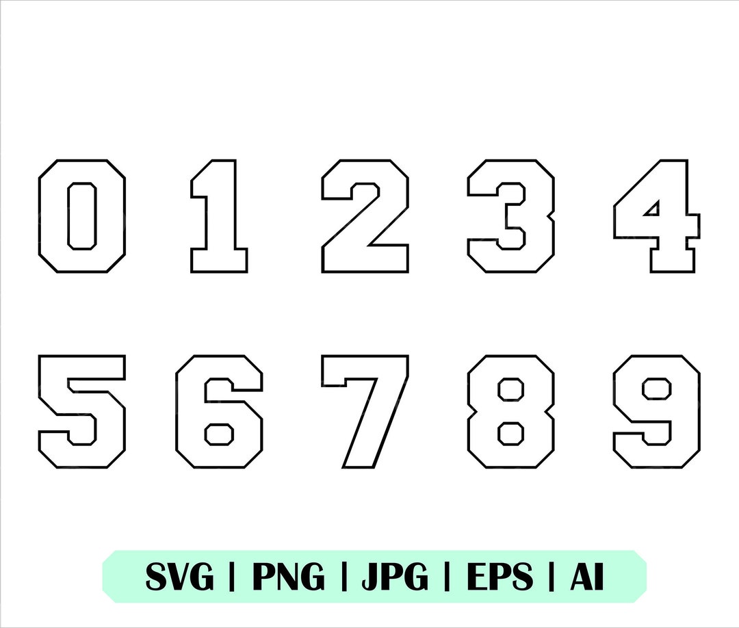 Jersey Number Svg, Sport Numbers Svg, Numbers Clipart, Silhouette ...