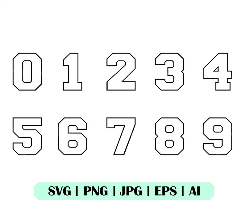 Jersey Number Svg Sport Numbers Svg Numbers Clipart - Etsy