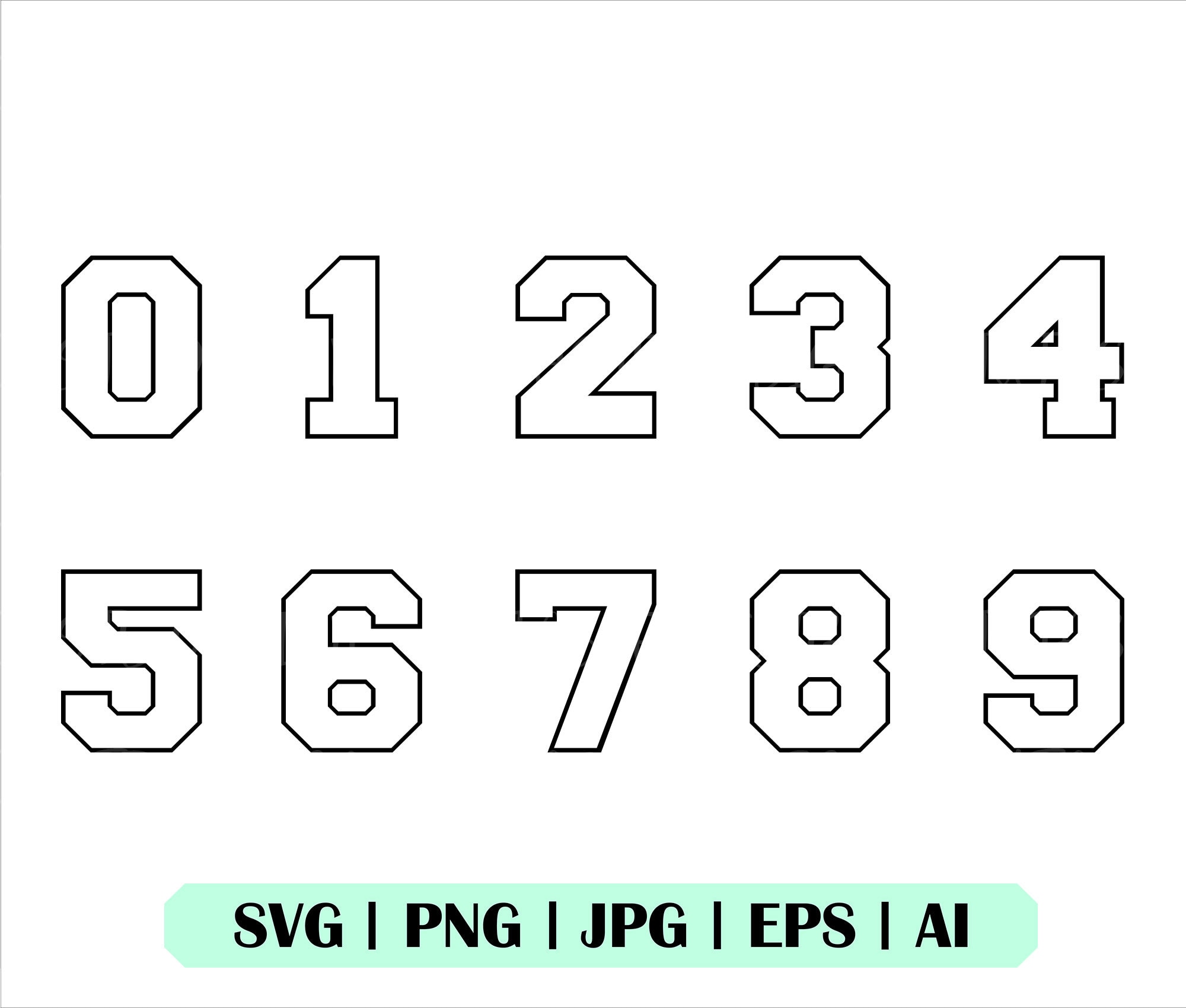 Jersey Number Svg Sport Numbers Svg Numbers Clipart - Etsy