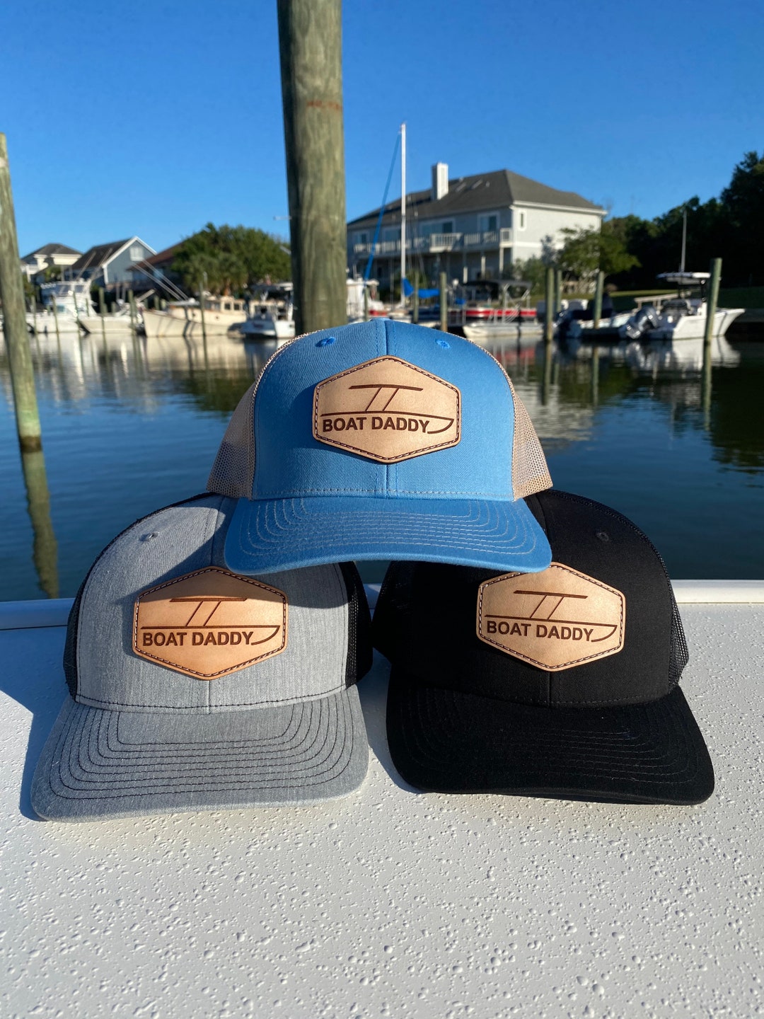 Boat Daddy Marine Richardson Leather Patch Trucker Hat - Etsy