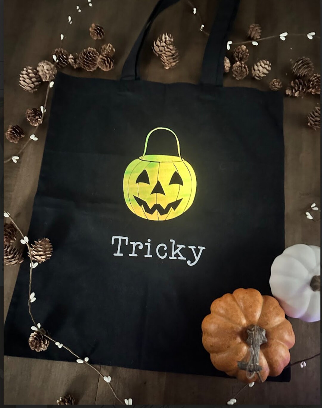 Tricky Jack O'lantern Bag, Market Bag, Canvas Bag, Beach, Candy Bag ...