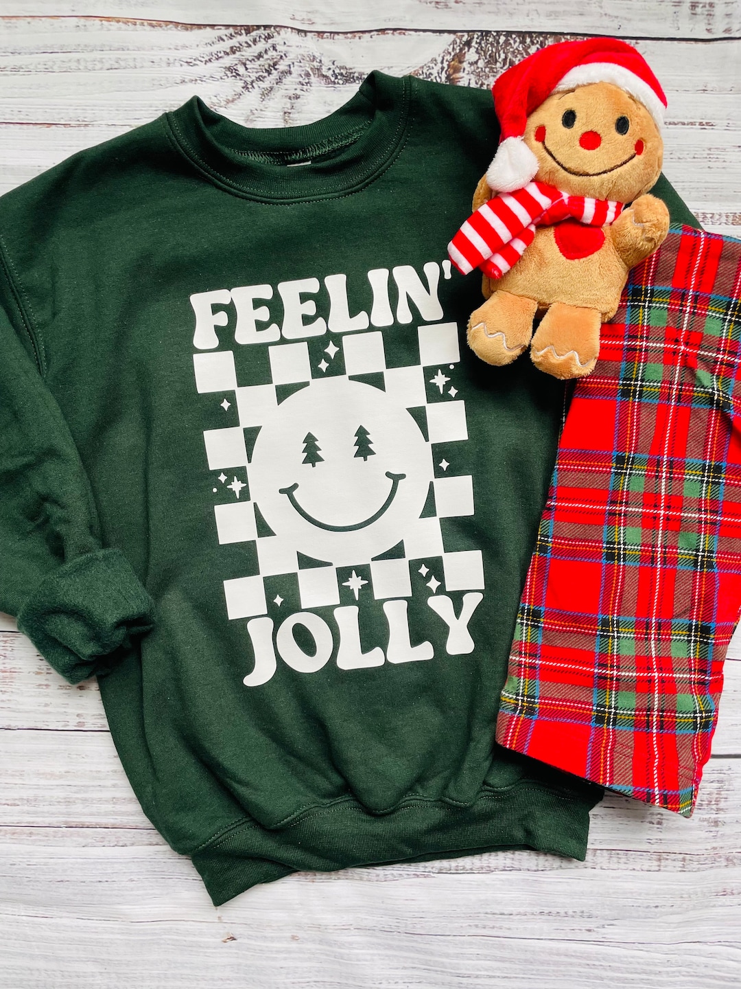Christmas Smiley Face Sweatshirt, Smiley Face Christmas, Feelin Jolly ...