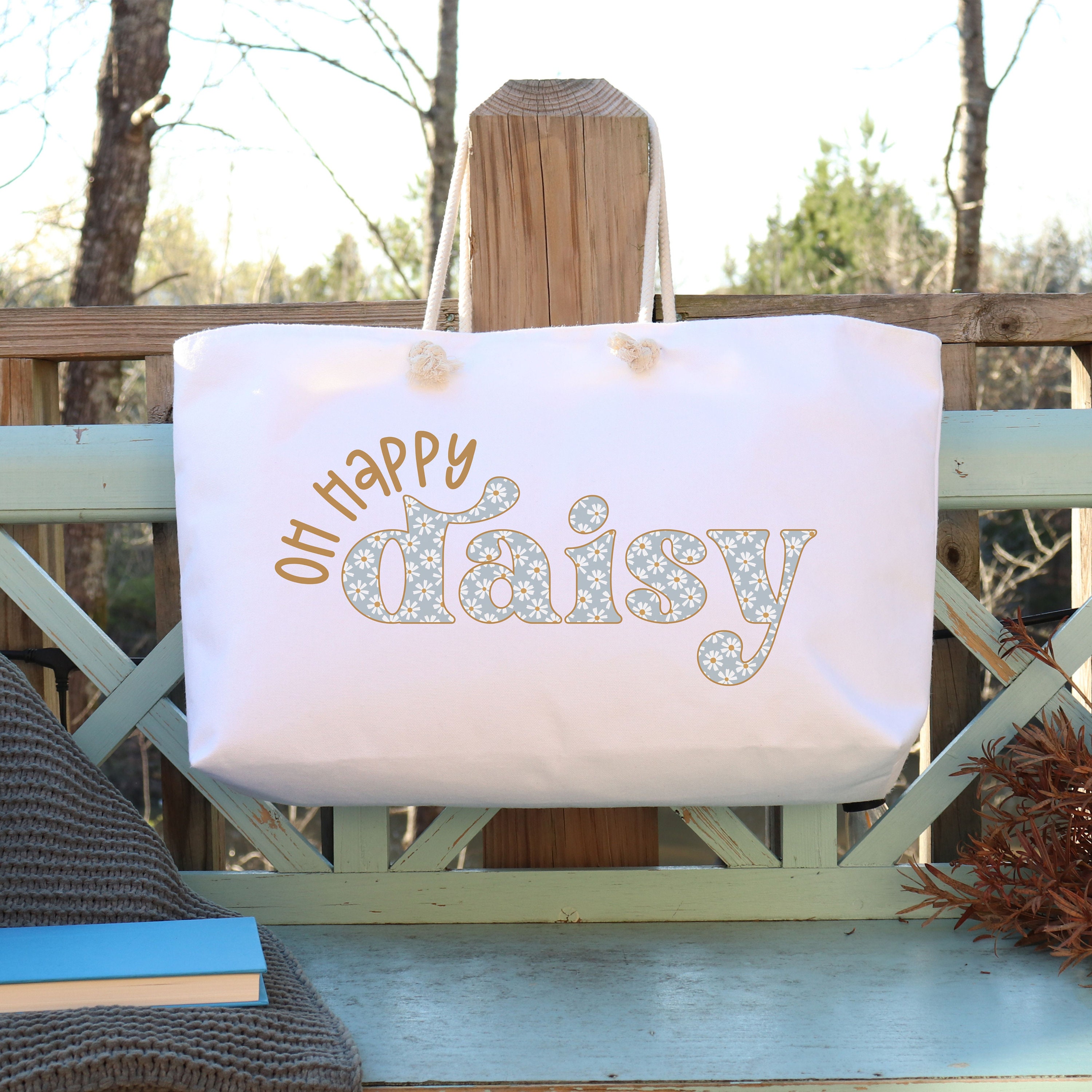 Weekender Bag Weekender Bag With Rope Handles Daisy - Etsy