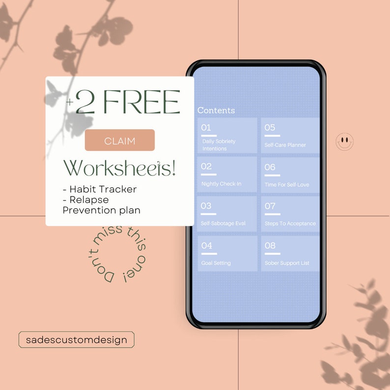 Recovery Workbook, Sobriety Worksheets, Self-care Planner, Relapse ...