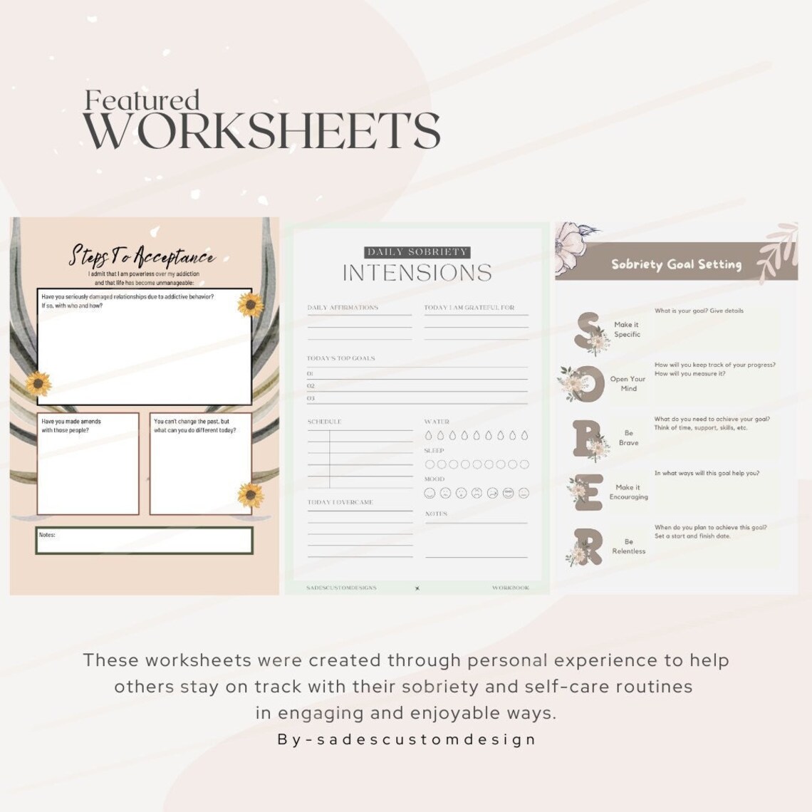 Recovery Workbook, Sobriety Worksheets, Self-care Planner, Relapse ...