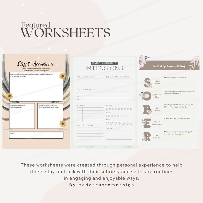 Recovery Workbook, Sobriety Worksheets, Self-care Planner, Relapse ...