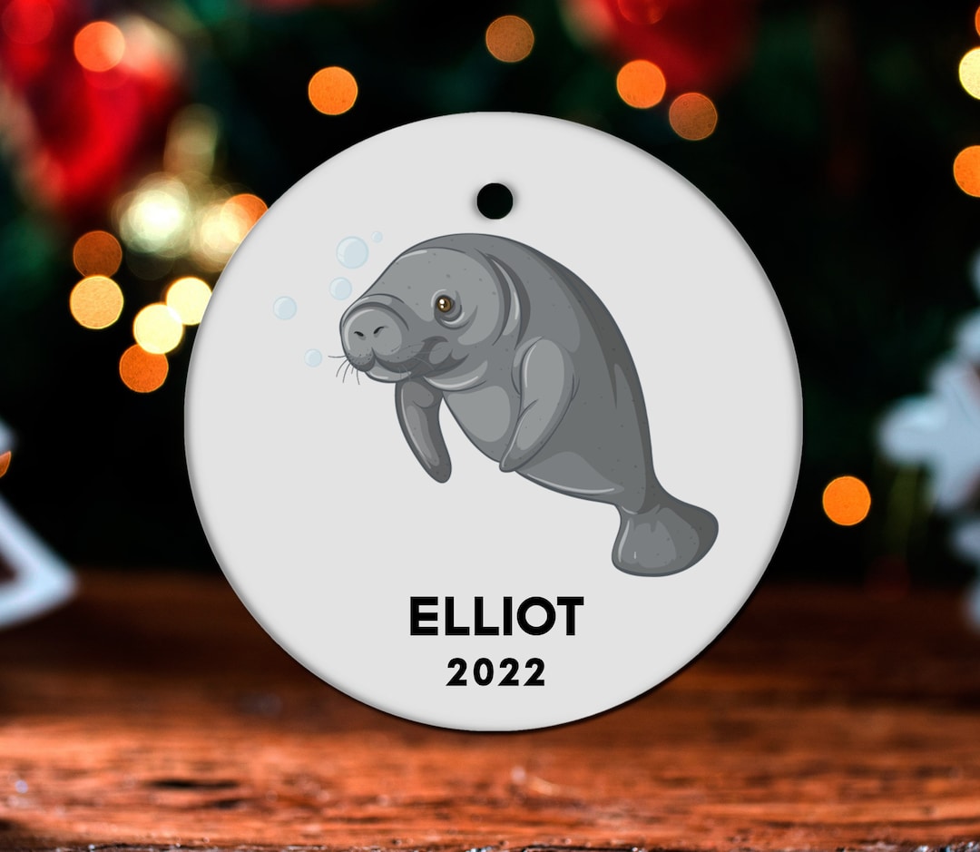 Manatee Christmas Ornament, Personalized Manatee Ornament, Manatee Gift ...