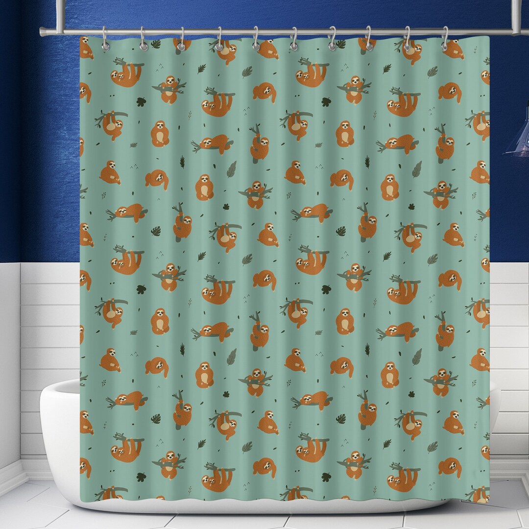 Sloth Shower Curtain, Sloth Bathroom Decor, Housewarming Gift - Etsy