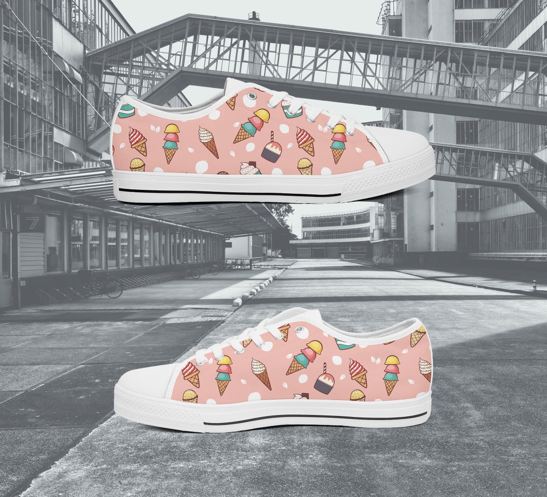 Ice Cream Canvas Shoes, Low Top Canvas Shoe, Ice Cream Gift, Ice Cream ...