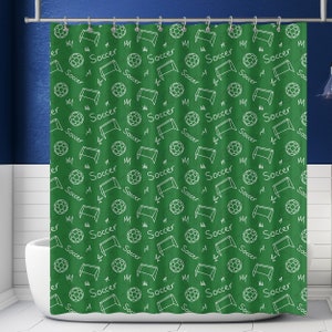 Soccer Shower Curtain, Soccer Bathroom Decor, Housewarming Gift ...
