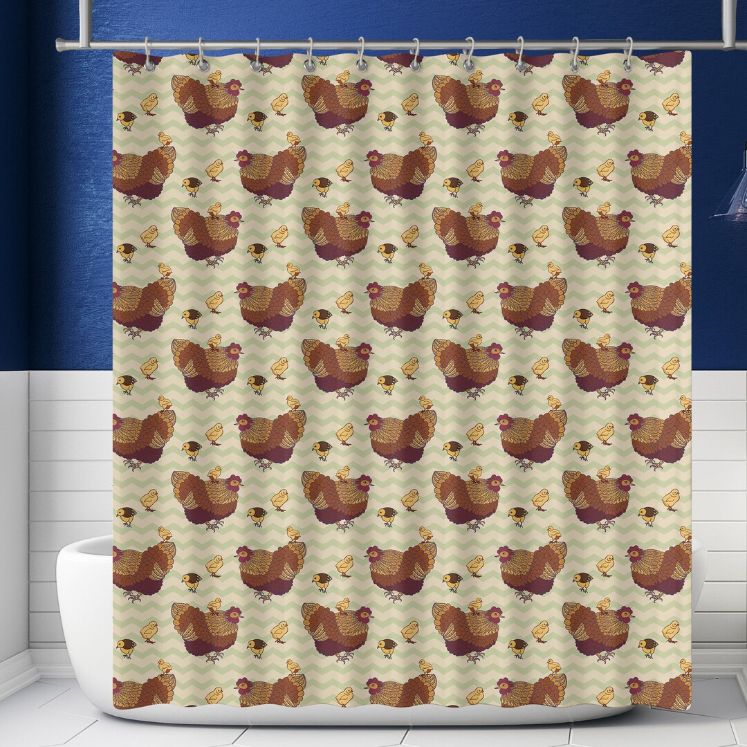Chicken Shower Curtain, Chicken Bathroom Decor, Housewarming Gift - Etsy