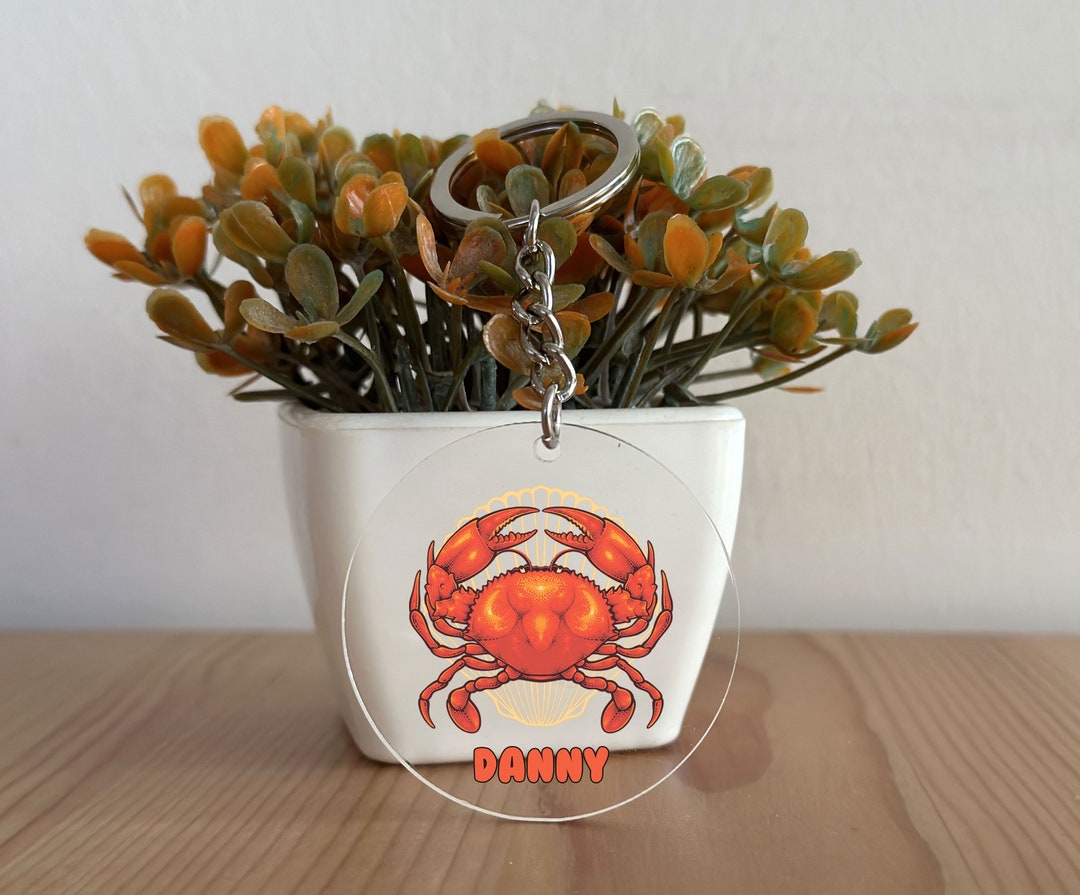 Crab Keychain, Custom Acrylic Crab Keychain, Crab Gift, Personalized ...
