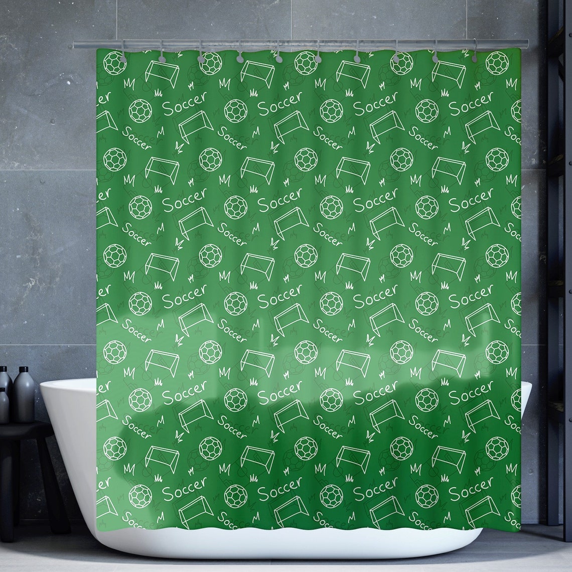 Soccer Shower Curtain, Soccer Bathroom Decor, Housewarming Gift ...