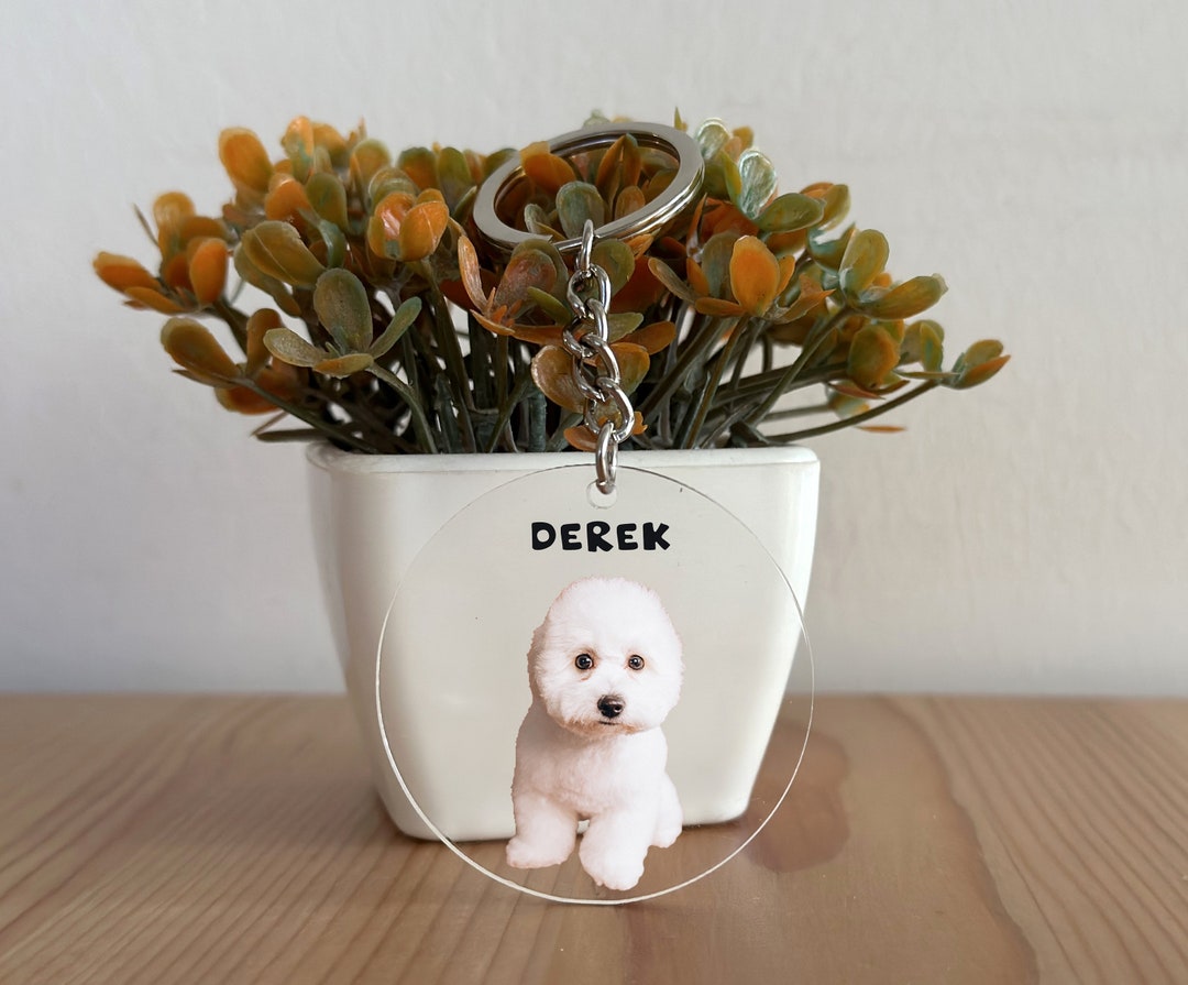 Bichon Frise Keychain, Custom Acrylic Bichon Frise Keychain, Bichon ...