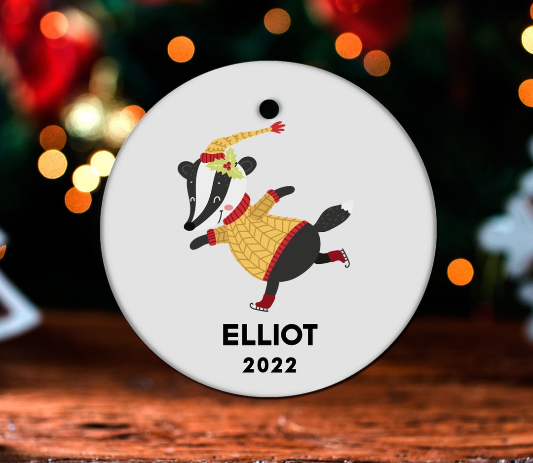 Badger Christmas Ornament, Personalized Badger Ornament, Badger Gift ...