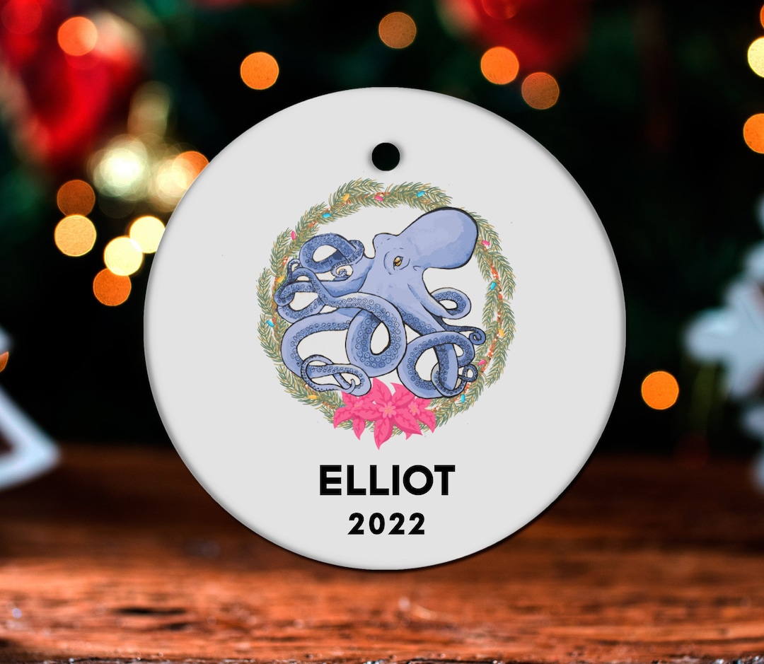 Octopus Christmas Ornament, Personalized Octopus Ornament, Octopus Gift ...