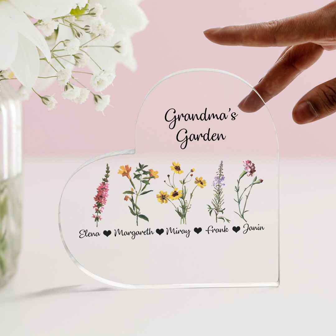 Grandma's Garden Acrylic Plaque, Personalized Grandmother Gift, Mother ...
