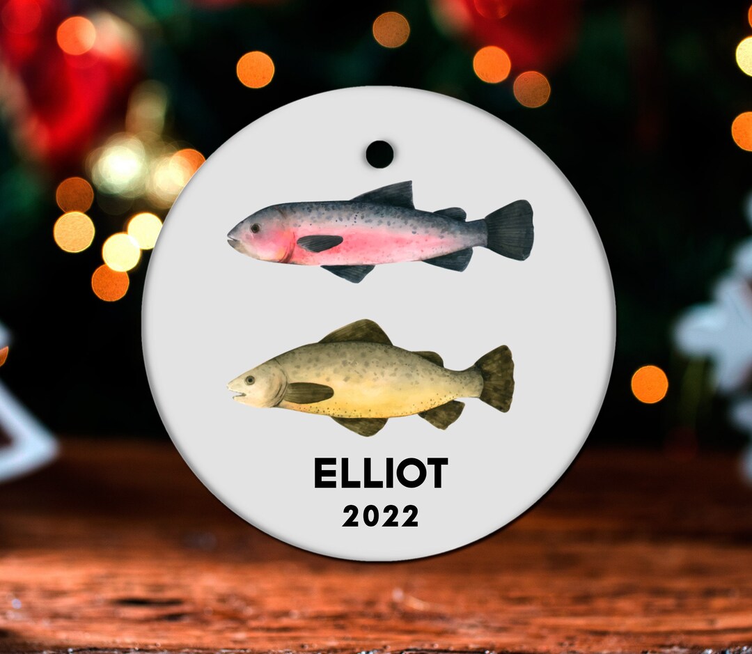 Salmon Christmas Ornament, Personalized Salmon Ornament, Salmon Gift ...