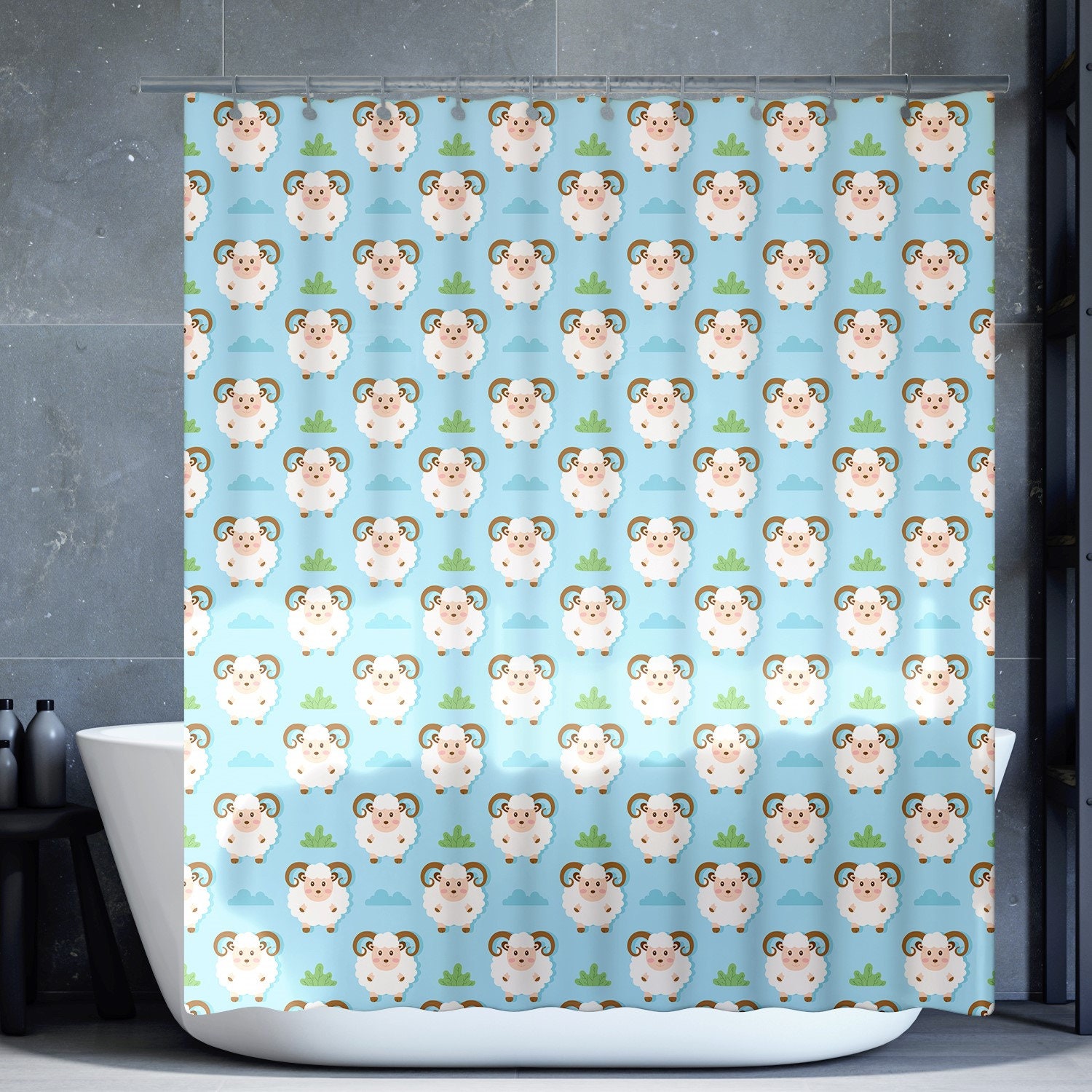 Sheep Shower Curtain, Sheep Bathroom Decor, Housewarming Gift - Etsy