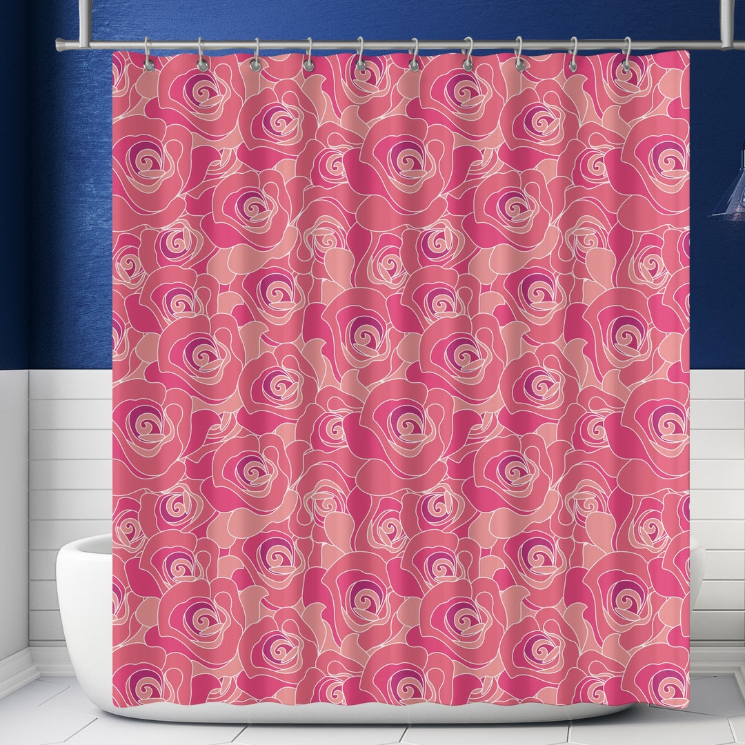 Rose Shower Curtain, Rose Bathroom Decor, Housewarming Gift - Etsy