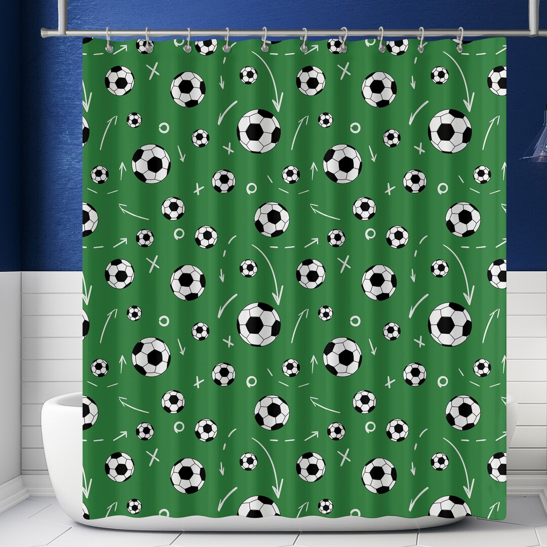 Soccer Shower Curtain, Football Bathroom Decor, Housewarming Gift - Etsy