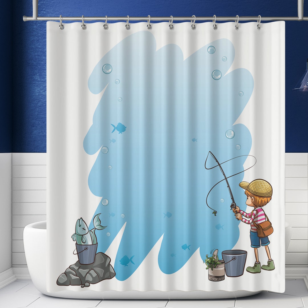 Fishing Shower Curtain, Fisherman Shower Curtain, Fisherman Gift ...