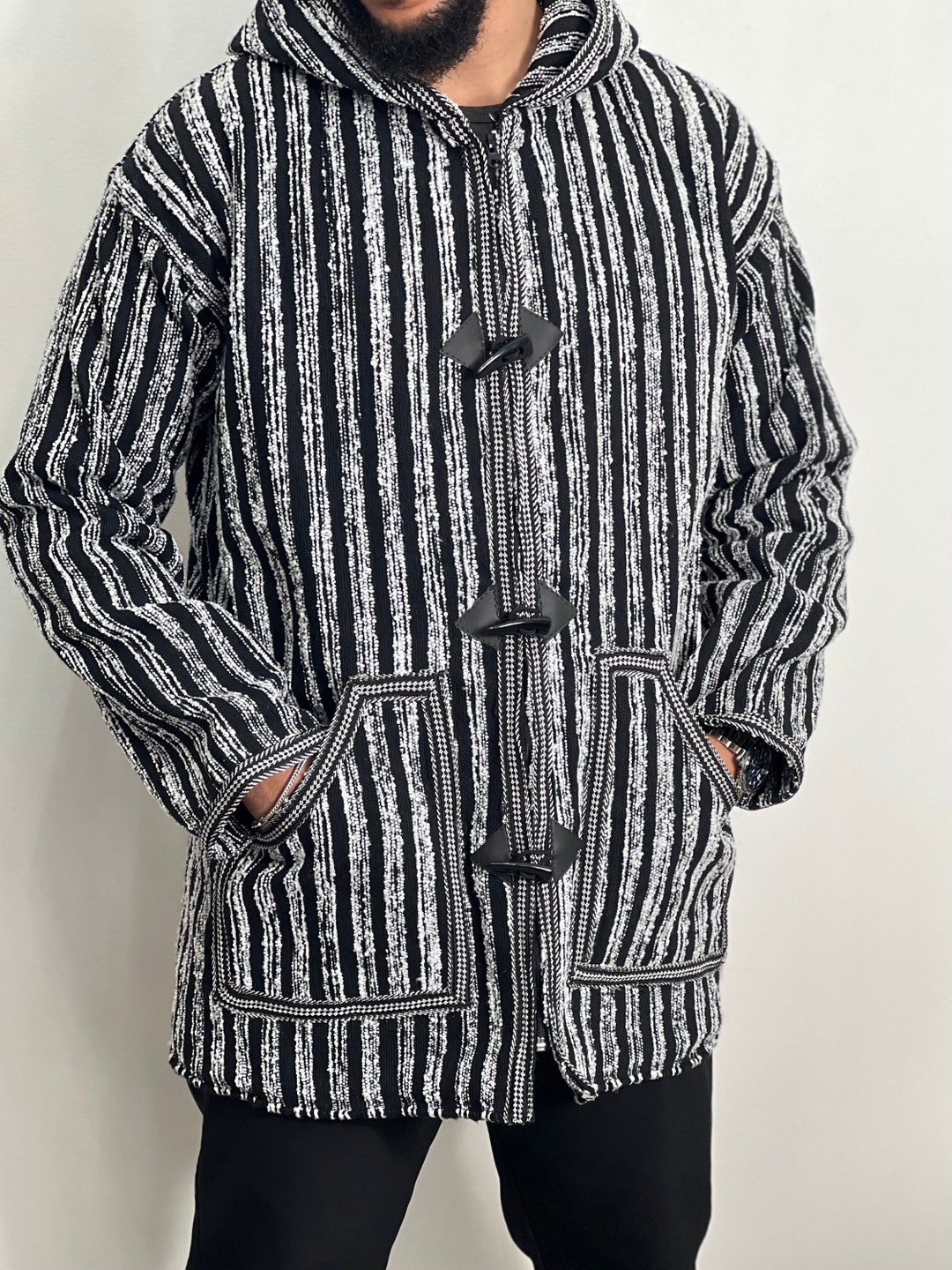 Moroccan Djellaba Coat Jacket Winter Morocco Jacket wool Black - Etsy