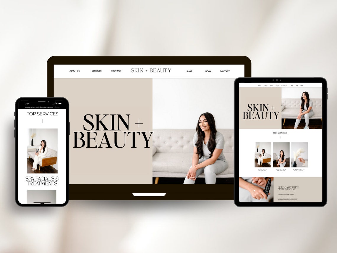 Skincare Website Template Website Design for Beauty - Etsy