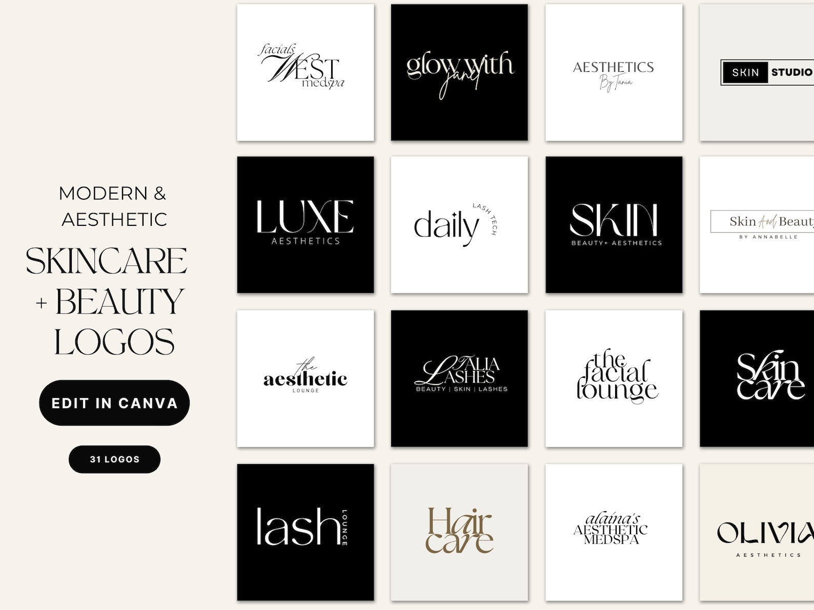 Skincare Logos Instagram Templates for Skincare Beauty Logo Spa Logos ...