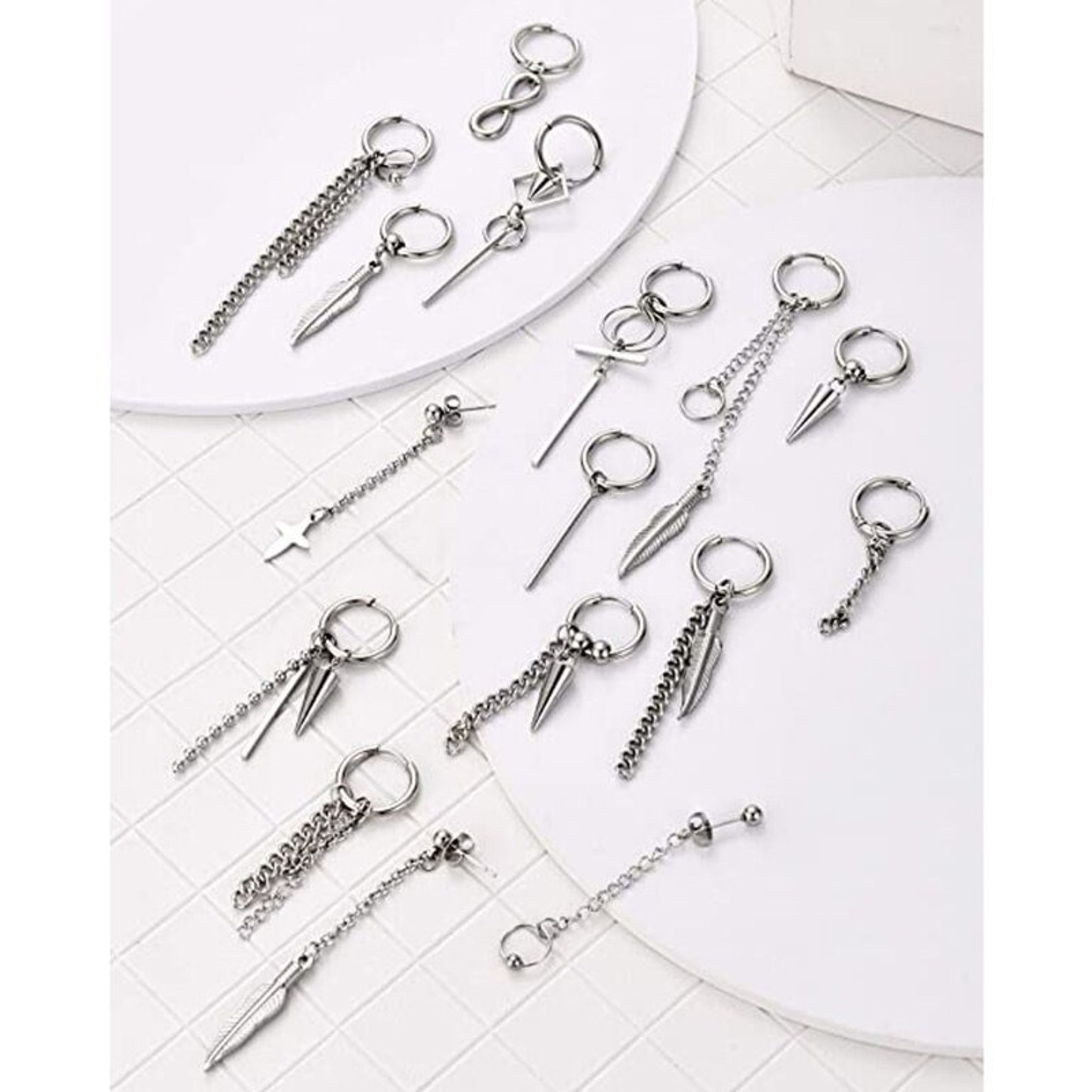 Kpop Earrings Korean Earrings 24pcs Set Earrings Punk - Etsy