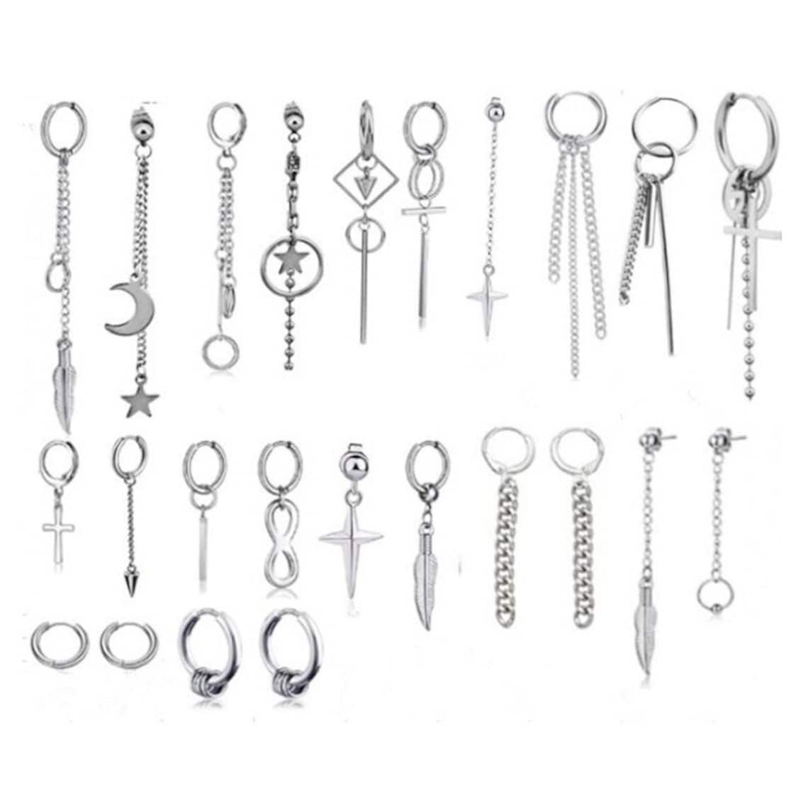 Kpop Earrings Korean Earrings 24pcs Set Earrings Punk - Etsy