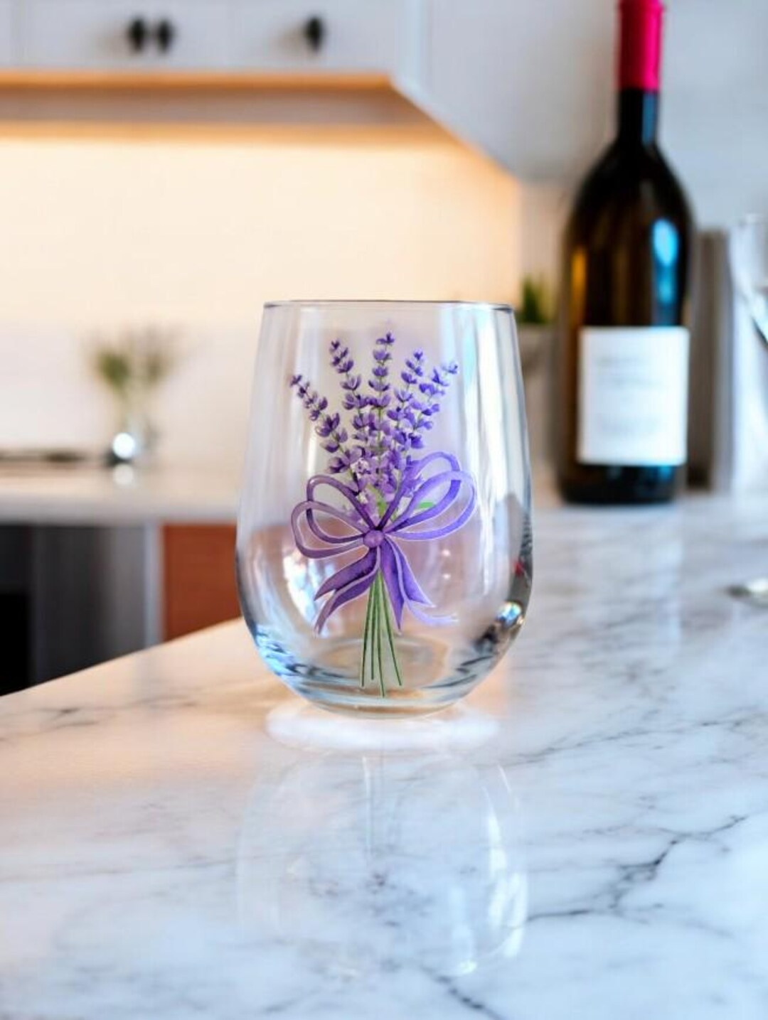 Pretty Stemless Wine Glass, Elegant Wine Lovers Gift for Her, Cute ...