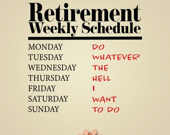 Retirement Weekly Schedule - Etsy