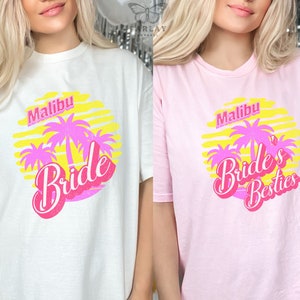 Malibu Bride Pink Barb Bachelorette Party Shirts, Bride and Bestie ...