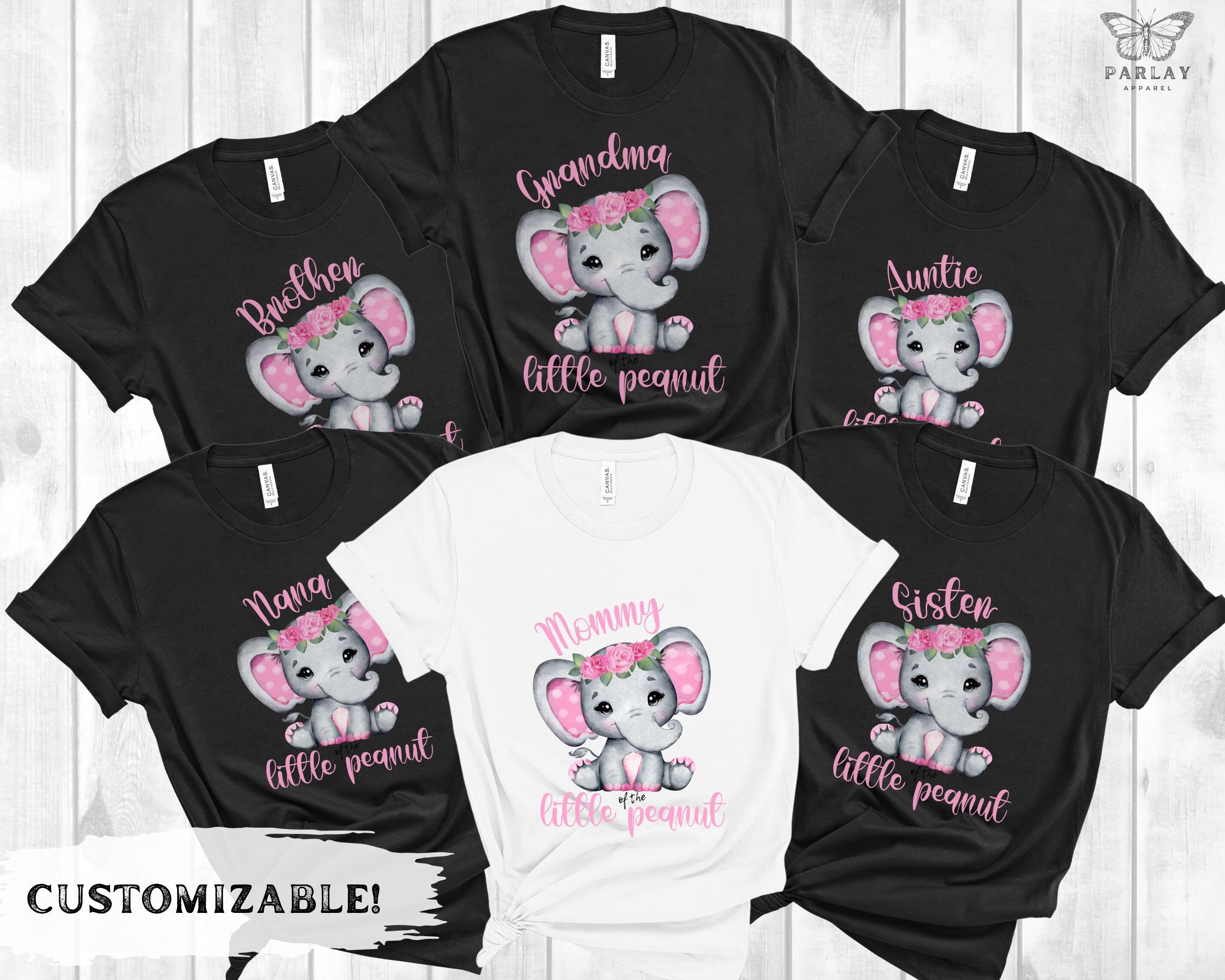 Pink Elephant Baby Shower Shirts, Baby Girl Elephant Little Peanut ...