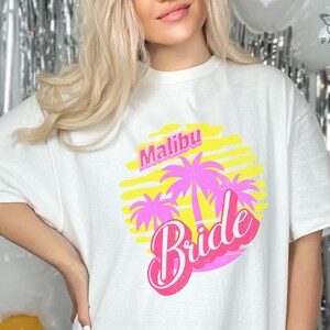 Malibu Bride Pink Barb Bachelorette Party Shirts, Bride and Bestie ...