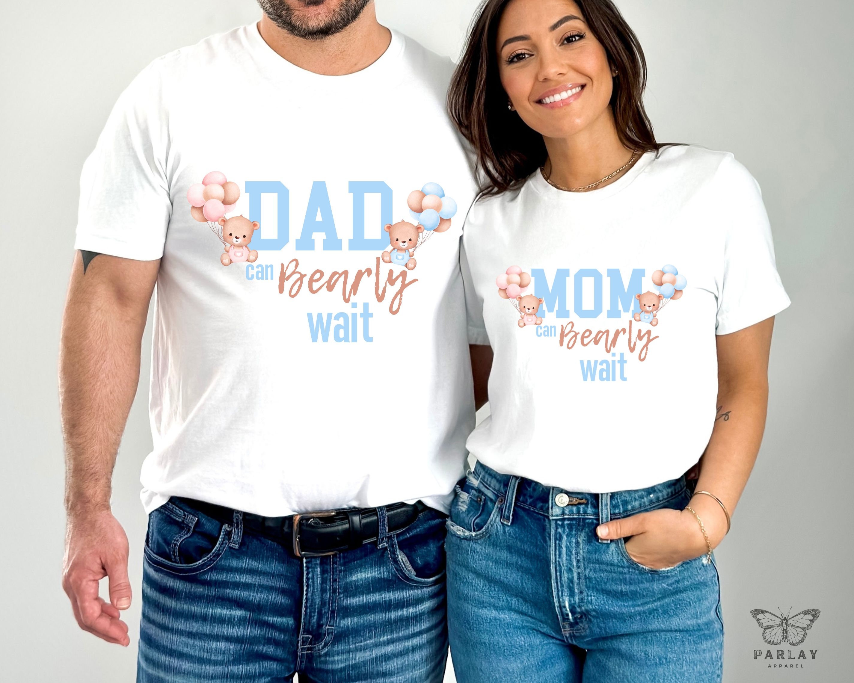 Twin Bears Boy and Girl We Can Bearly Wait Shirts, Baby Shower Shirts ...